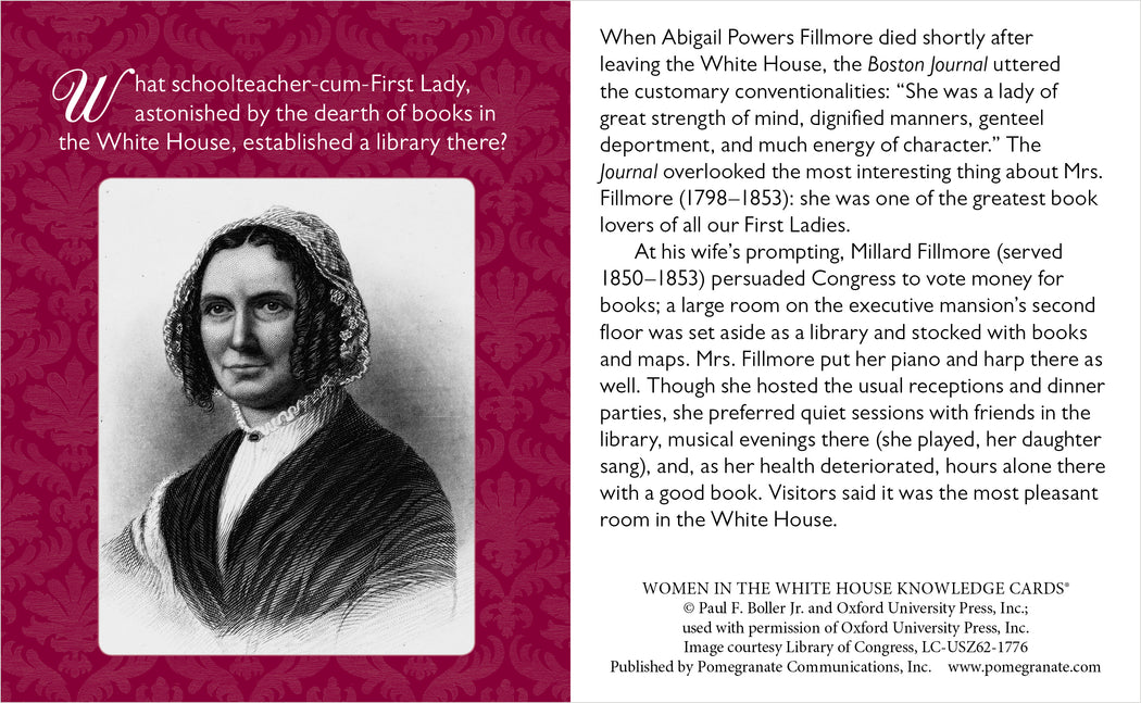 Women in the White House: A Quiz Deck Of America’s First Ladies Knowle ...